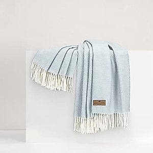 Lands Downunder All-Season, Luxury Hydrangea Herringbone Throw – Soft Woven Throw with Decorative Fringe – Made in Italy – 51”W x 67”L  - Over 70 Colors - Perfect for Gifting