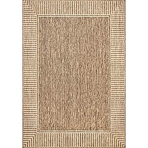 nuLOOM Asha Simple Border Indoor/Outdoor Area Rug, 5' x 8', Light Brown