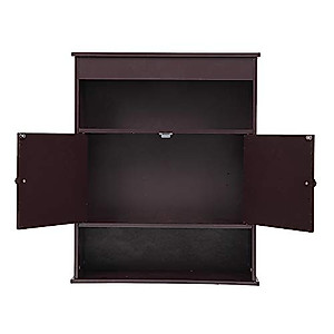 Vasitelan Wall Mounted Bathroom Cabinet with 2 Doors and 2 Open Shelves Wooden Medicine Cabinet Storage for Bathroom Living Room