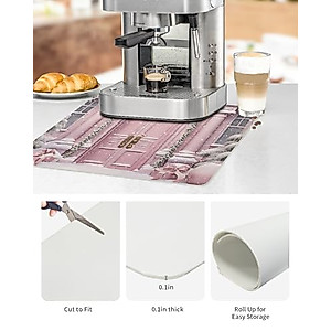 Coffee Mat for Counter, Christmas Pink Castle Gate Xmas Wreath Absorbent Hide Stain Coffee Bar Mat, Non-slip Coffee Bar Accessories Kitchen Drying Mat Fit Under Coffee Maker Espresso Machine