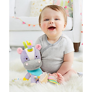Skip Hop Bandana Buddies Baby Activity and Teething Toy with Multi-Sensory Rattle and Textures, Unicorn