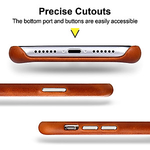 TOOVREN iPhone 11 Case iPhone 11 Leather Case Genuine Protective Ultra Thin Slim Shockproof Anti-Scratch Vintage Phone Case Hard Back Cover for Apple iPhone 11 6.1 inch 2019 Brown