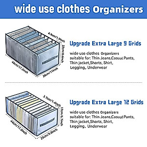 XJJX Closet Organizers and Storage, Draw Clothes Organizer, Shirt Organizer Jean Organizer for Closet, Wardrobe Closet Organizer for T-Shirts,Sweater, Legging, Stocking, Underwear, Skirts, Jeans, Pants (Extra Large 6PCS)