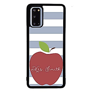 Apple Teachers Appreciation Personalized Black Rubber Phone Case Compatible With Samsung Galaxy S23 S23+ Ultra S22 S22+ S21 S21FE S21+ S20FE S20+ S20 Note 20 S10 S10+ S10e