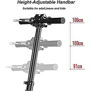 Kick Scooter Folding Adult Kick Scooter with Disc Handbrake, Big Wheels Dual Suspension Commuter Scooter for Teens Young Women Men, Black, Load 150kg(330lbs) (Color : Black)