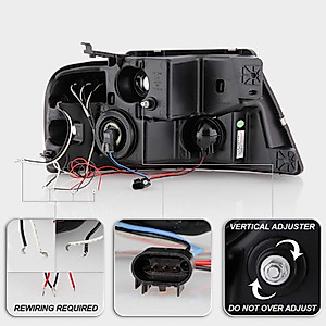 ACANII - For 2004-2008 Ford F150 LED Halo Ring Black Housing Projector Headlights Headlamps, Driver& Passenger Side