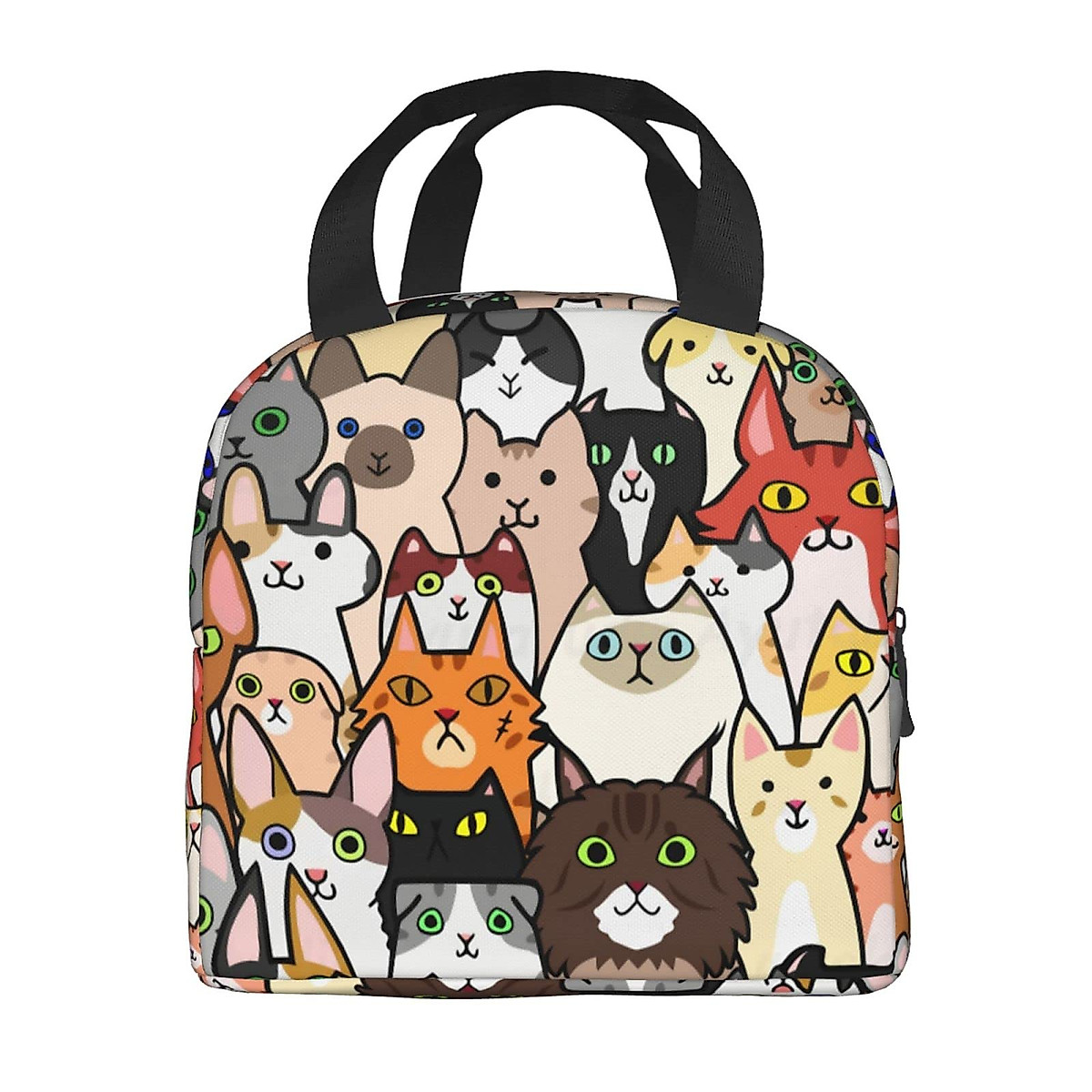 MDMEI Cartoon Cat Lunch Bag for Girls Kids School Insulated Picnic Box for Women Girls Reusable Thremal Washable Meal Pail