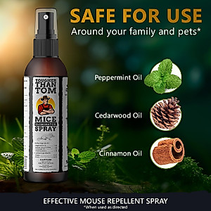Tougher Than Tom Mouse Repellent Spray – 8 fl oz Premium Cinnamon and Peppermint Oil Spray for Rodents – Effective Mouse Repellent Indoor Spray – Mice Deterrent Spray – All-Natural Formula