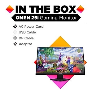 OMEN 25i Gaming Monitor, 1080p IPS FHD Display 165Hz with 1ms VESA HDR 400, NVIDIA G-SYNC Compatible, AMD FreeSync Premium Pro, VESA Mounting, Console Compatible, Eyesafe Screen (Renewed), Black