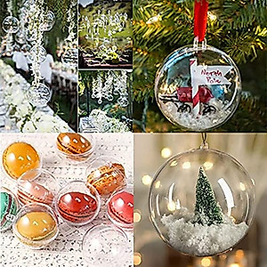 Christmas Tree Decorations and New Year Ornaments, 10Pairs 4 to 7cm Transparent Balls Open Plastic Christmas Decorations Ball Clear Bauble Ornament Gift Present Box Packaging Deco (4cm)