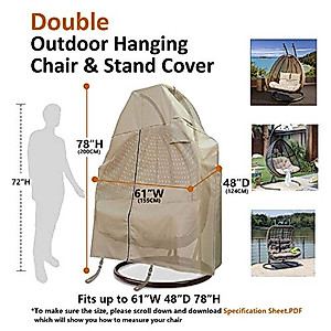 Flexiyard Patio Egg Chair Cover with Adjustable X-Lock System and Zipper, Easy On Easy Off, Heavy Duty 100% Waterproof 600D Oxford Hanging Swing Chair Winter Cover