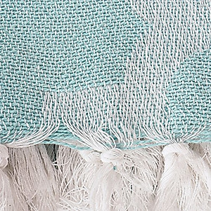 DII Modern Moroccan Cotton Blanket Throw with Fringe for Couch, Chair, Guest Room, Picnic, Camping, Beach, & Everyday Use, 50x60, Aqua