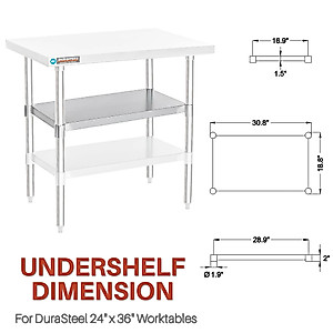 Galvanized Under Shelf for Work Tables - DuraSteel Extra Adjustable Lower Shelf for 24" x 36" Stainless Steel and Wooden Worktables - Fits for use in Restaurant, Warehouse, Home, Kitchen, Garage