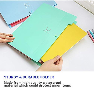 Expanding File Folders, Plastic A4 Letter Size Document Organizer with File Folder Labels for School Office Home (Yellow)