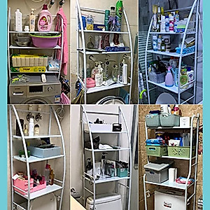 BKGDO Washer Storage Frames Floor Standing for Over Toilet,Wrought Iron High Temperature Steel Washinghine Rack,Easy to Assemble 3-Layer Bathroom Waterproof Shelf Bathroom/White