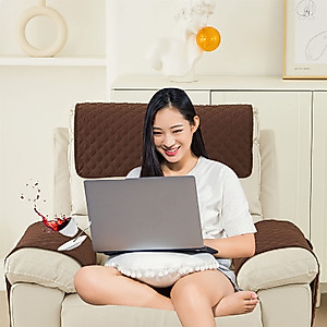 ZGDDPZA Sofa Armrest Cover,1/2/3 Seater Sofa Headrest Slipcovers with Pocket Nonslip Armchair Cover Quilted Water Proof Furniture Protector for Recliner Couch (Coffee,1 Seat Recliner 3 pc)