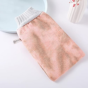 KDK Exfoliating Bath Gloves,Loofahs Body Scrub Mitts,Exfoliating Washcloth for Women and Men.(2PCS Pink&Blue Tie-dye)