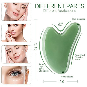 FUANKANG Gua Sha Facial Tools Stone Massage GuaSha Tool for Face (Green)