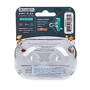 Dr. Talbot's Soft-Flex Orthodontic Pacifiers 6-12 Months, Pink/Aqua, Girl, 2 Count