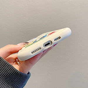 aartvark tees Compatible with iPhone 13 Pro Max Cute Case, TPU Leather Phone Emboss Cartoon case Soft Rubber Shockproof Protective for iPhone 13 Pro Max Case Cover for Women Girls (White Puppy)