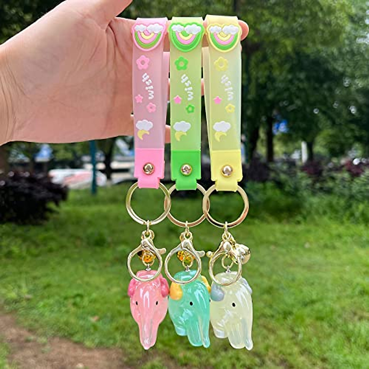 JEBBO Cute Elephant Keychain for Women Pink Animal Bag Charm Car Key Chain for Wallet Purses Backpack Key Ring…