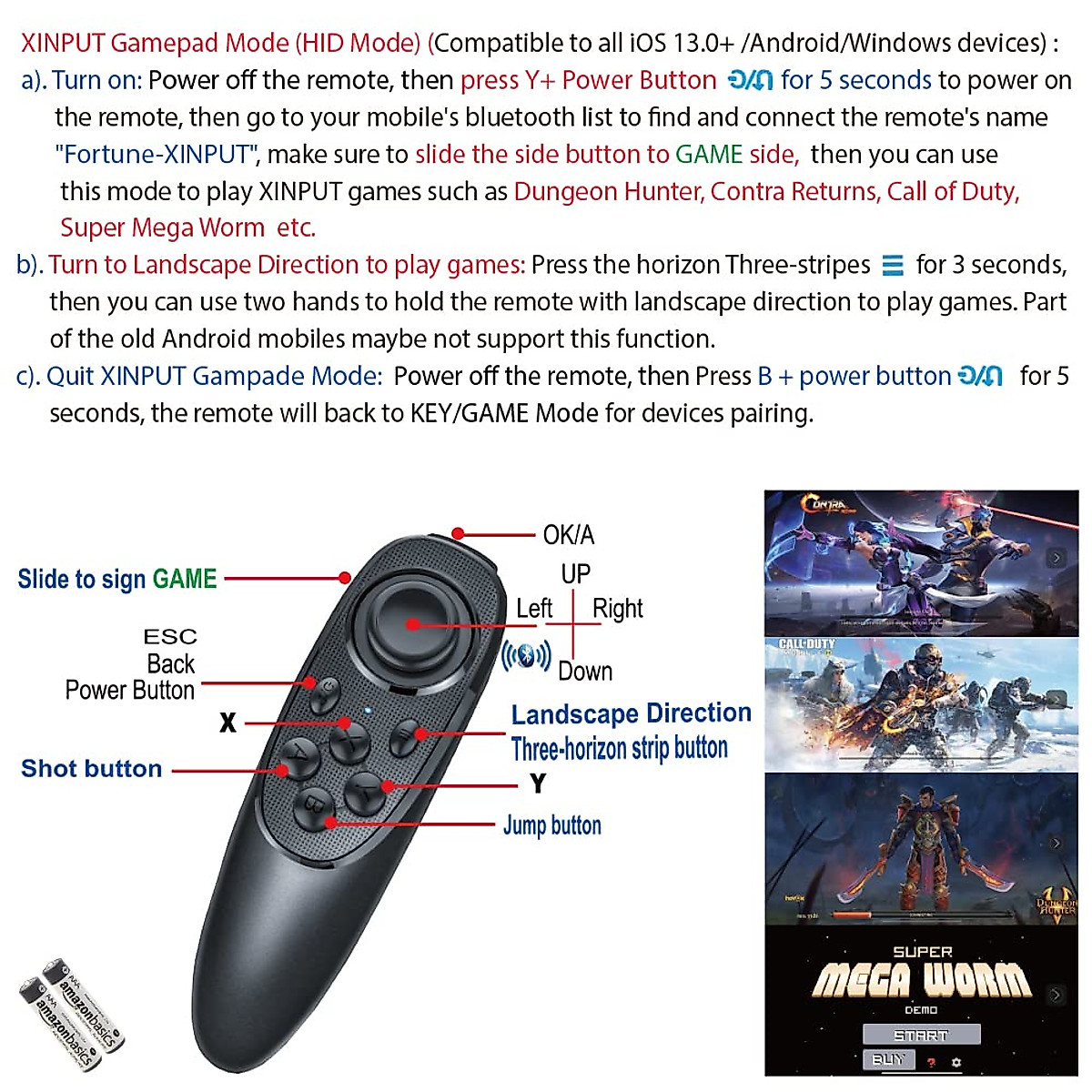 Universal Remote for Scroll TikTok Videos Play icade xinput Game, Control Music Video Playing, flip eBook Anki Page, be a Mouse Pointer & Selfie Shutter for All iOS Android & Windows Devices (WB)