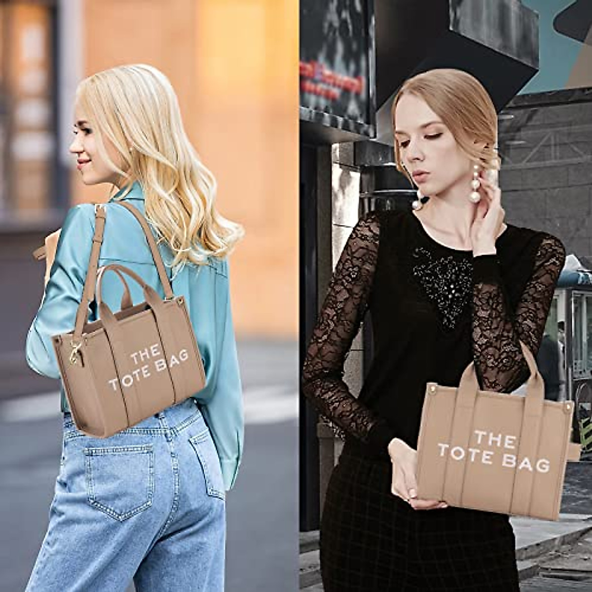 charlore The Leather Tote Bag For Women, Womens Tote Bags with zipper,Can shoulder/crossbody,Handbag (10 inch)