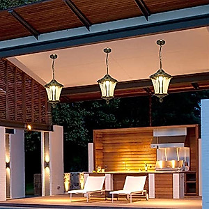 European Wall Light Traditional Aluminum Outdoor Chandelier Garden Villa Courtyard Hanging Light Adjustable Gazebo Home Aisle Corridor Balcony Pendant Lamp Garage Grape Rack Barn Hanging Chain Light