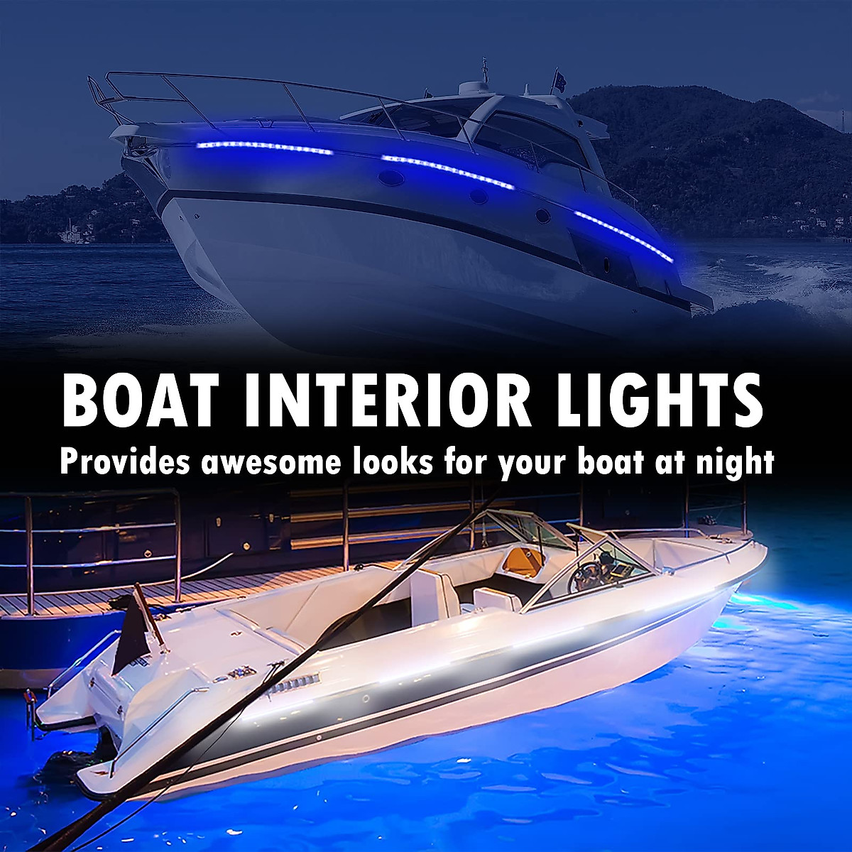 Obcursco Blue Pontoon Led Boat Lights, Waterproof Boat Light for Night Fishing, Boat Interior Lights, Marine Deck Light, Courtesy Lights for Fishing Boat, Yacht, Bass Boat and Jet Ski