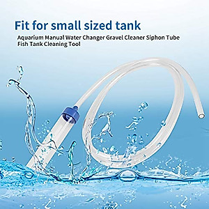 Aquarium Manual Water Changer Gravel Cleaner Water Filter Syphon Tube Fluids Transfer Tool PVC Sand Vacuum Pump Fish Tank Tool with 59in Long Pipe