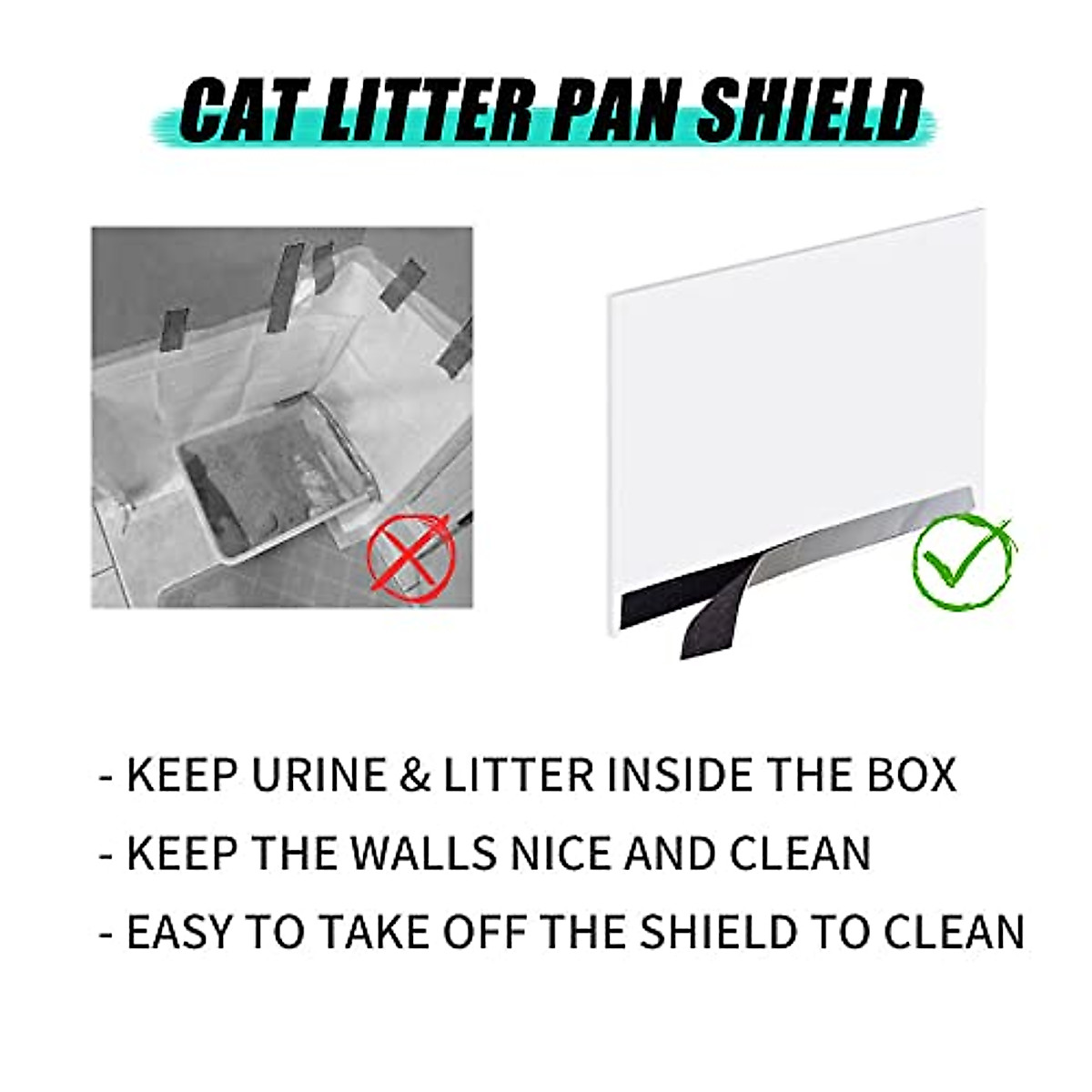 6 Pack Cat Litter Box Pee Shields, High Side Open Top Kitty Litter Pan Shield - Keep Litter in The Pan, (Litter Box Not Included)