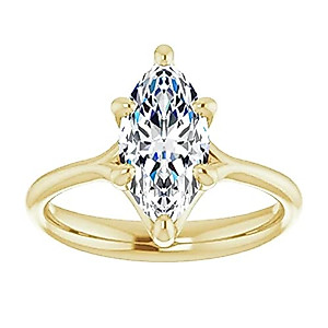 925 Silver,10K/14K/18K Solid Yellow Gold Handmade Engagement Ring 2.50 CT Marquise Cut Moissanite Diamond Solitaire Wedding/Gorgeous Gift for/Her Wife Ring