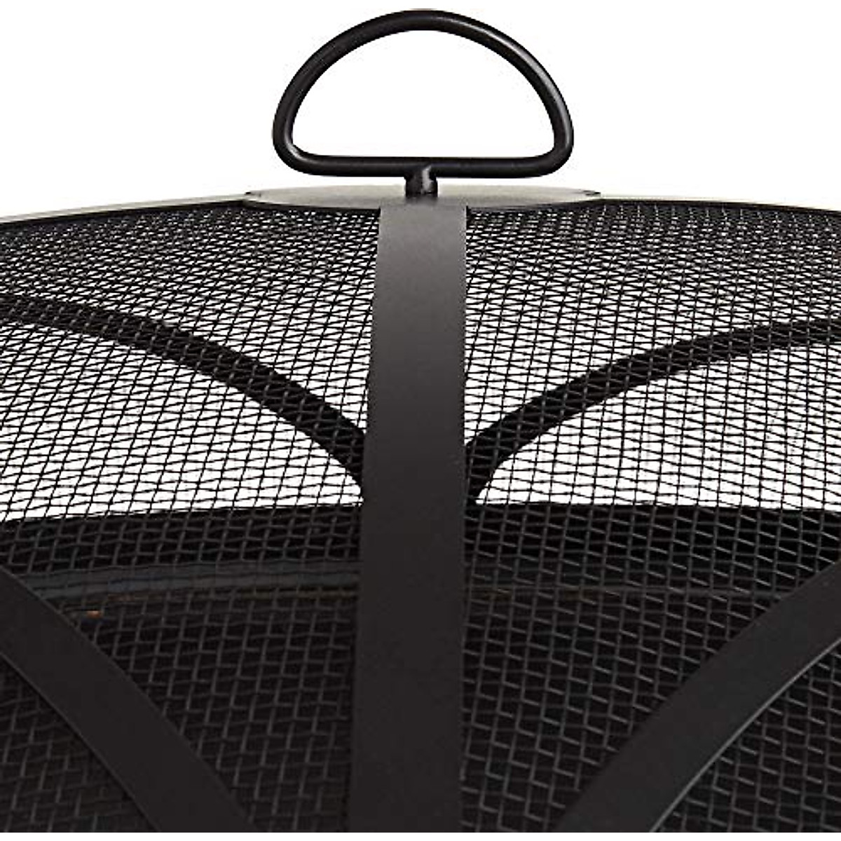 Bristol Black Iron Outdoor Fire Pit Round 35" Steel Mesh Wood Burning with Spark Screen and Fire Poker for Outside Backyard Patio Camping Deck - John Timberland