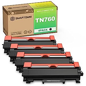 S SMARTOMNI Compatible TN760 TN730 Toner Cartridge Replacement for Brother TN-730 TN-760 (4-Packs High Yield) Compatible use with Brother HL-L2325DW L2350DW L2390DW L2395DW DCP-L2550DW MFC-L2710DW