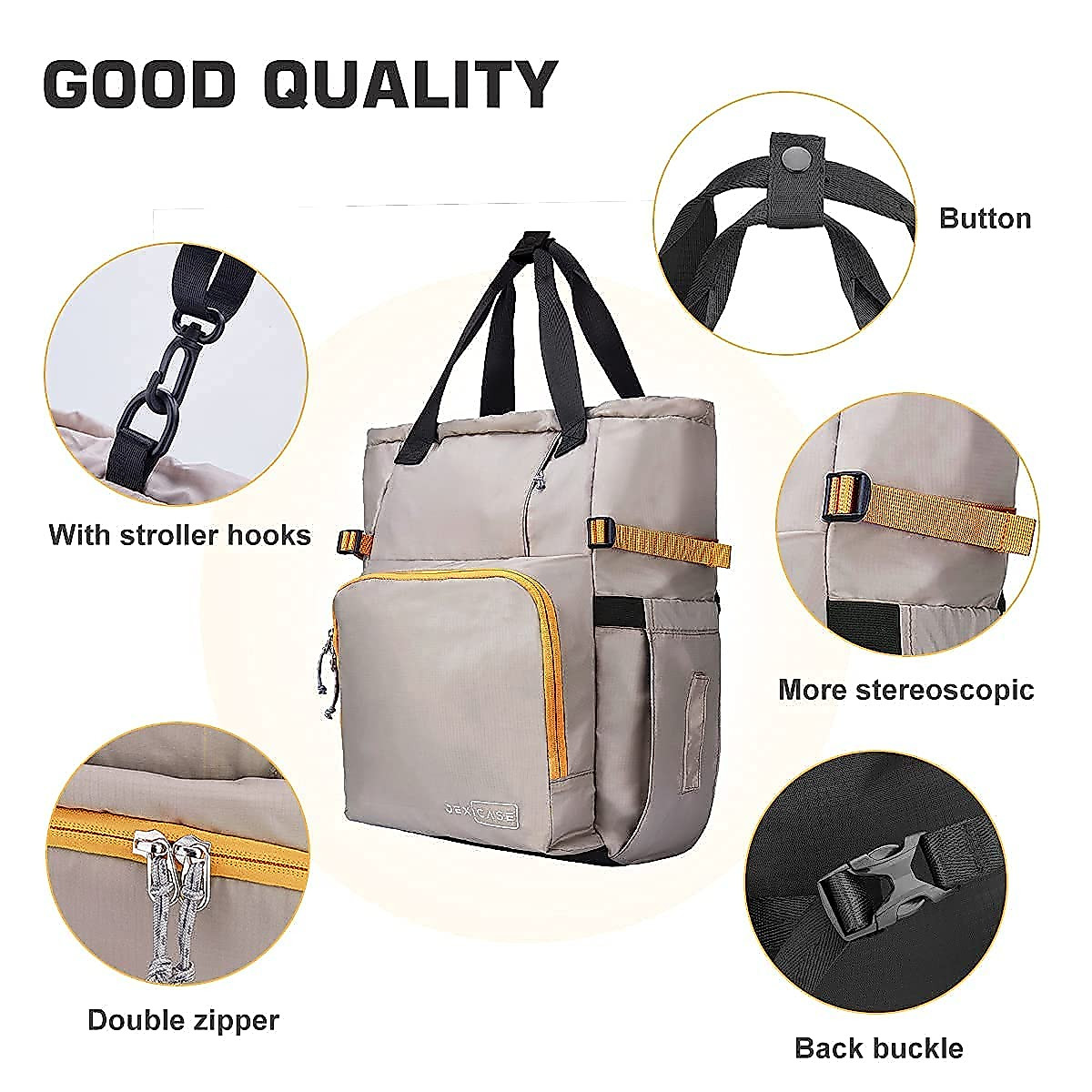 Diaper Bag Backpack,Baby Bag with Portable Changing Pad Insulated Pockets Waterproof Diaper Bag Tote for Mom Dad Women Boy Girl Stroller Diaper Backpack,Mommy Bag Large Capacity Nappy Bag Beige