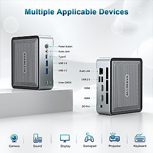 ALLIWAVA Mini PC AMD Ryzen 7 5800U 8 Cores 32GB DDR4 512GB NVME SSD Mini Desktop Computers, AMD Radeon Graphics 2000MHz, Dual HDMI and USB-C 4K Output, WiFi6/BT5.2
