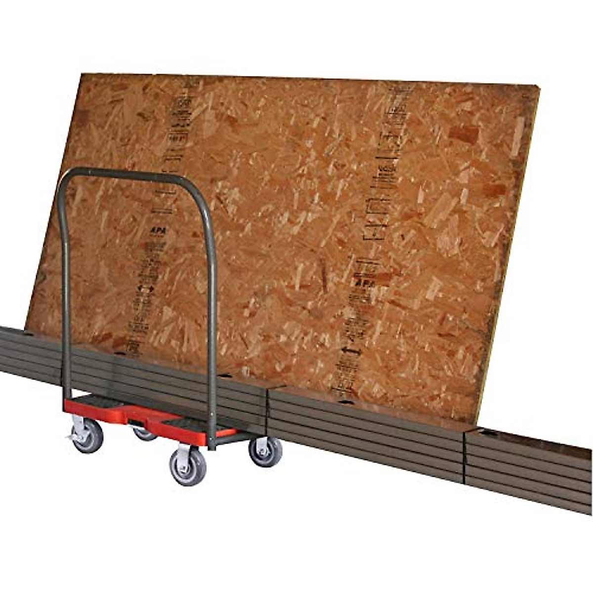 SNAP-LOC 1800 LB Super-Duty Panel CART Dolly RED with Steel Frame, 6 inch Casters, Panel Bars and Optional E-Strap Attachment