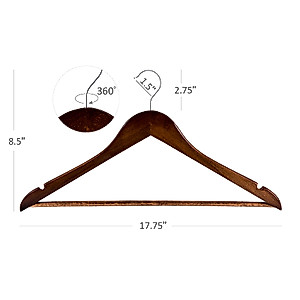 HOUSE DAY Wooden Hangers 30 Pack, Solid Wood Coat Hangers Heavy Duty, Smooth Finish Bulk Wooden Hangers with 360°Swivel Chrome Hook, High-Grade Wooden Clothes Hanger, Bamboo Hangers for Adult
