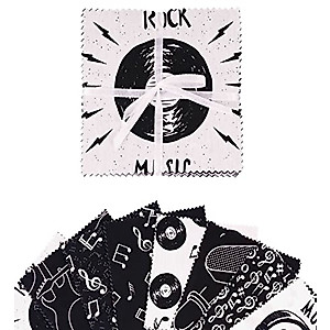 Soimoi Rock Music Print Precut 5-inch Cotton Fabric Quilting Squares Charm Pack DIY Patchwork Sewing Craft- White & Black