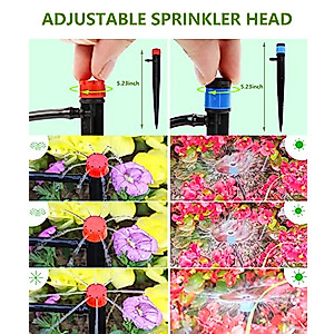 POANES Drip Irrigation Kit, 100FT Garden Watering System with 40FT 1/4 inch and 60FT 1/2 inch Blank Distribution Tubing Hose Distribution Tubing Adjustable Nozzle Emitters Sprinkler Barbed Fittings