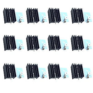 TO-220 Heatsink Kit,TO220 Heatsink + Insulator/Mounting Kits (TO220 Heat Sink +Screw+Insulator Rubberized Silicone) for LM78XX Voltage Regulator, MOSFET Transistor 20mmx15mmx11mm 12 Pack