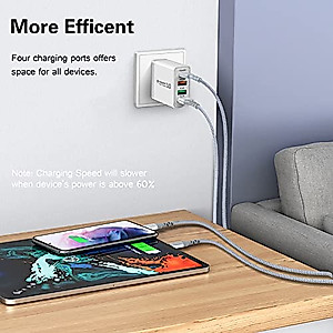 35W USB C Wall Charger with 2 Pack 6ft Type C Cable Boxeroo 2-Pack 4Port Fast Charging Wall Charger Block Plug Adapter Samsung Galaxy S22 Ultra S21 S20 S10 Pixel 6/5/4