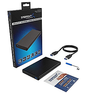 SABRENT Ultra Slim USB 3.0 to 2.5 Inch SATA External Aluminum Hard Drive Enclosure [Black] (EC-UK30)