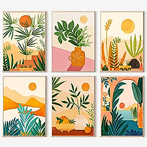 cupmod 6 Packs Paint by Number Kits for Adults Beginners,Easy Acrylic Boho Paint by Number,DIY Watercolor Paint by Numbers Kits on Canvas without Frame for Home Wall Decor 7.8x11.8inch