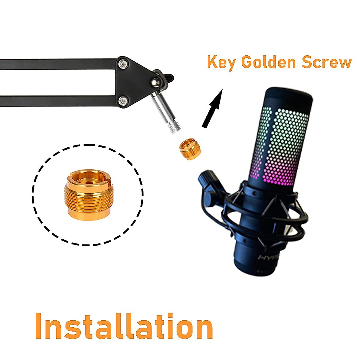 Boom Arm For Hyperx Quadcast Microphone, Adjustable Suspension Mic Scissor Stand, For Studio Recording & Broadcasting Compatible with Hyper X QuadCast S Mic By YUZUHOME