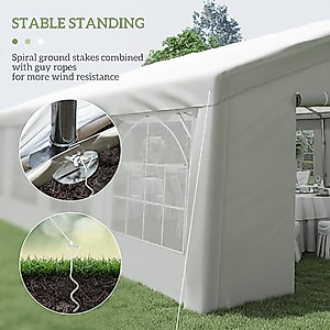 Outsunny 20' x 40' Heavy Duty Party Tent & Carport with Removable Sidewalls and Double Doors, Large Canopy Tent, Sun Shade Shelter, for Parties, Wedding, Outdoor Events, BBQ, White