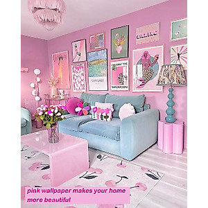 15.7"X118"Pink Wallpaper Contact Paper Pink Peel and Stick Wallpaper Lavender Self Adhesive Contact Paper for Cabinets Girls Bedroom Wallcovering Furniture Countertop Vinyl Roll