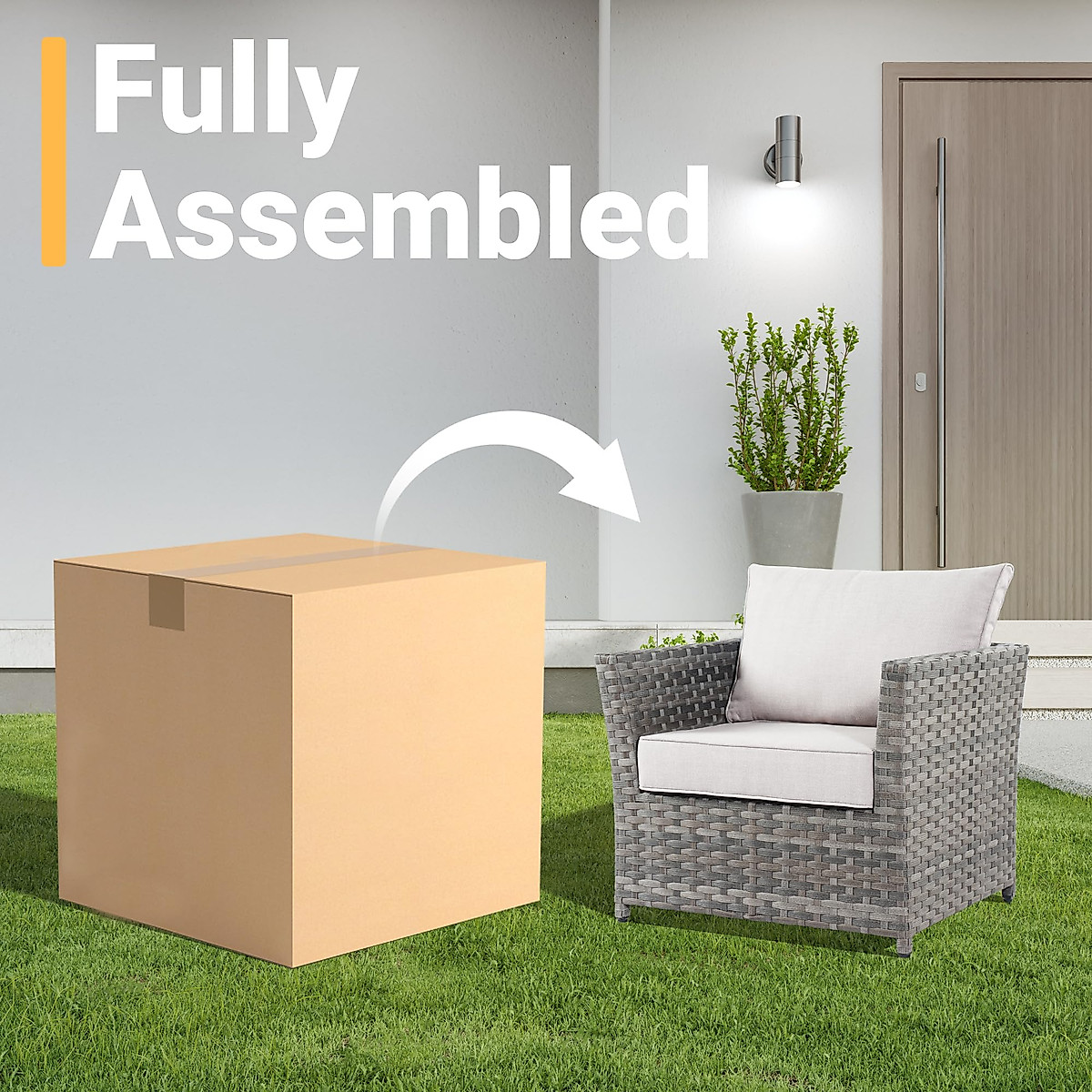 CAODOC 12 Pieces Outdoor Patio Furniture Set Sectional Sofa Sets Gray PE Rattan Patio Conversation Set w/Beige Seat Cushions and 2 Coffee Tables