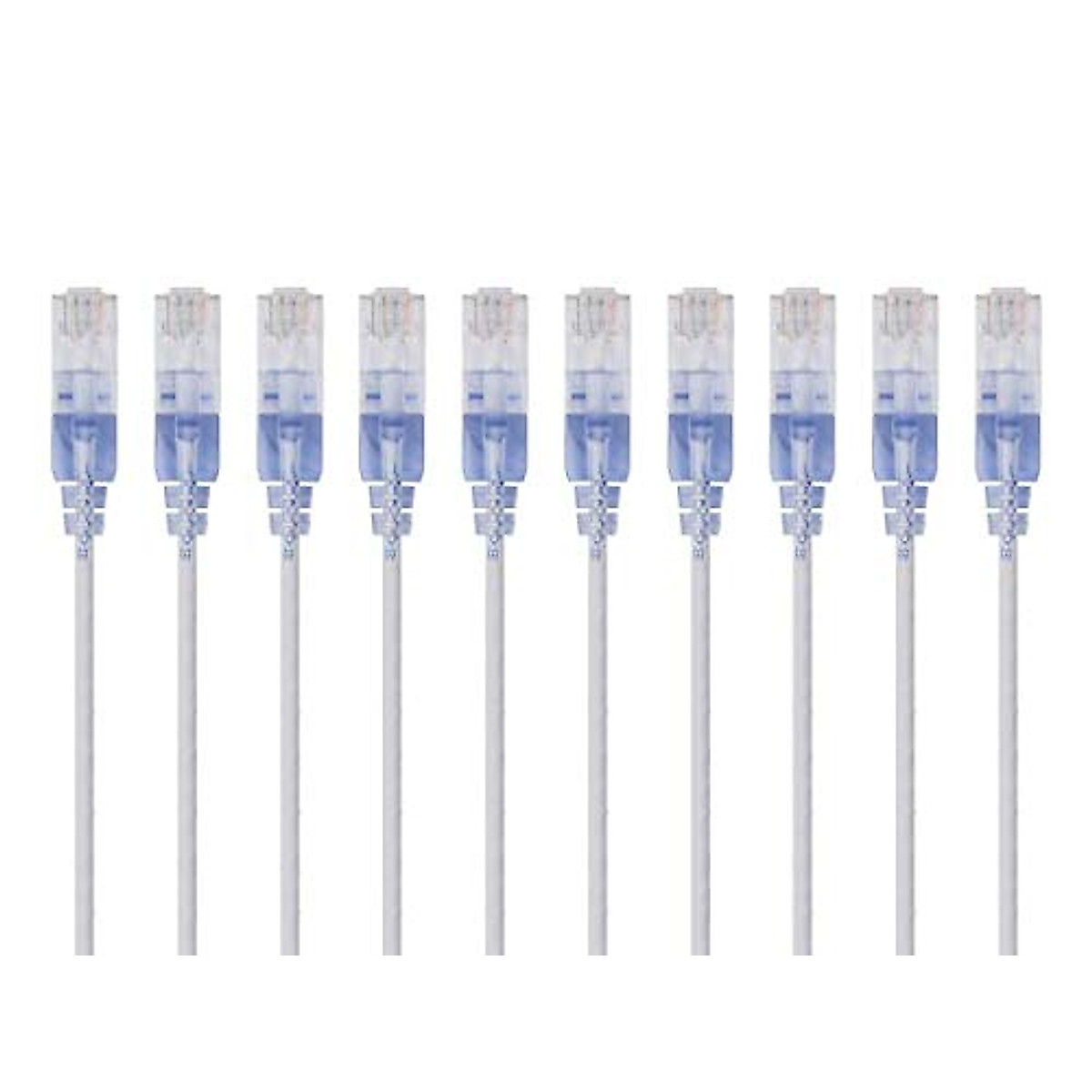 Monoprice Cat6A Ethernet Patch Cable - 7 Feet - Blue | Network Internet Cord - RJ45, 550Mhz, UTP, Pure Bare Copper Wire, 10G, 30AWG, 10-Pack - SlimRun Series