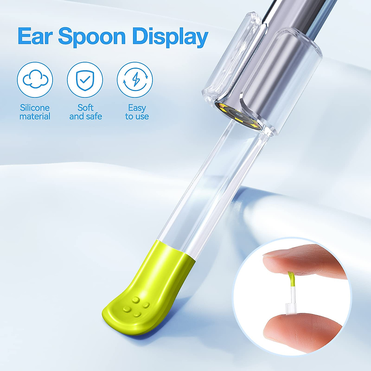 ScopeAround Ear Spoon with Ear Camera Otoscope Accessories, Compatible with Digital Otoscope, Includes 9 Speculums, 4 Ear Picks, and 1 Pack of Q-Tips, Lens Diameter: 3.9mm